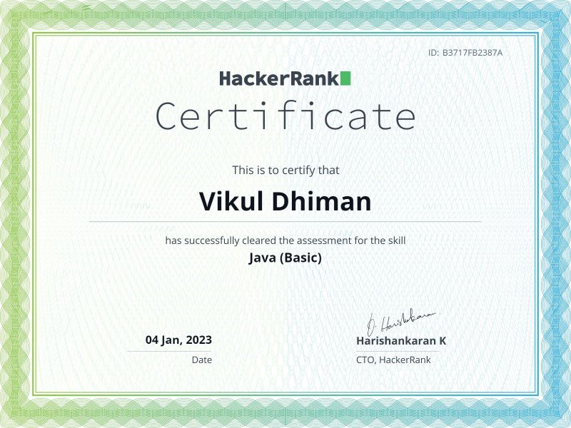Vikul Dhiman on LinkedIn: #hackerrank Vikul Dhiman on LinkedIn: #hackerrank