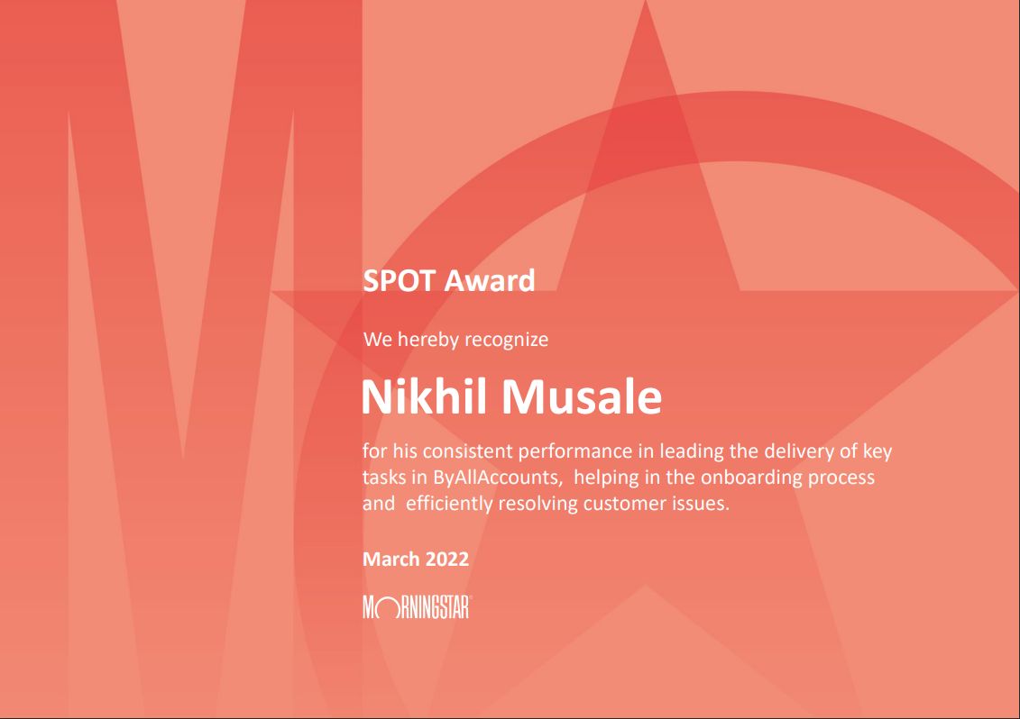 Nikhil Musale on LinkedIn: Thank you for the recognition and guidance ... Nikhil Musale on LinkedIn: Thank you for the recognition and guidance ...