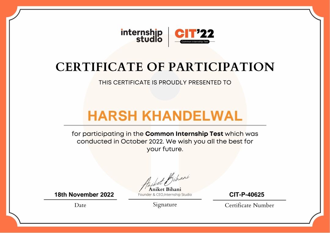 Harsh Khandelwal on LinkedIn: #internship | 11 comments Harsh Khandelwal on LinkedIn: #internship | 11 comments