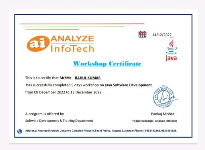 Rahul Kumar on LinkedIn: #java #softwaredevelopment #analyzeinfotech Rahul Kumar on LinkedIn: #java #softwaredevelopment #analyzeinfotech