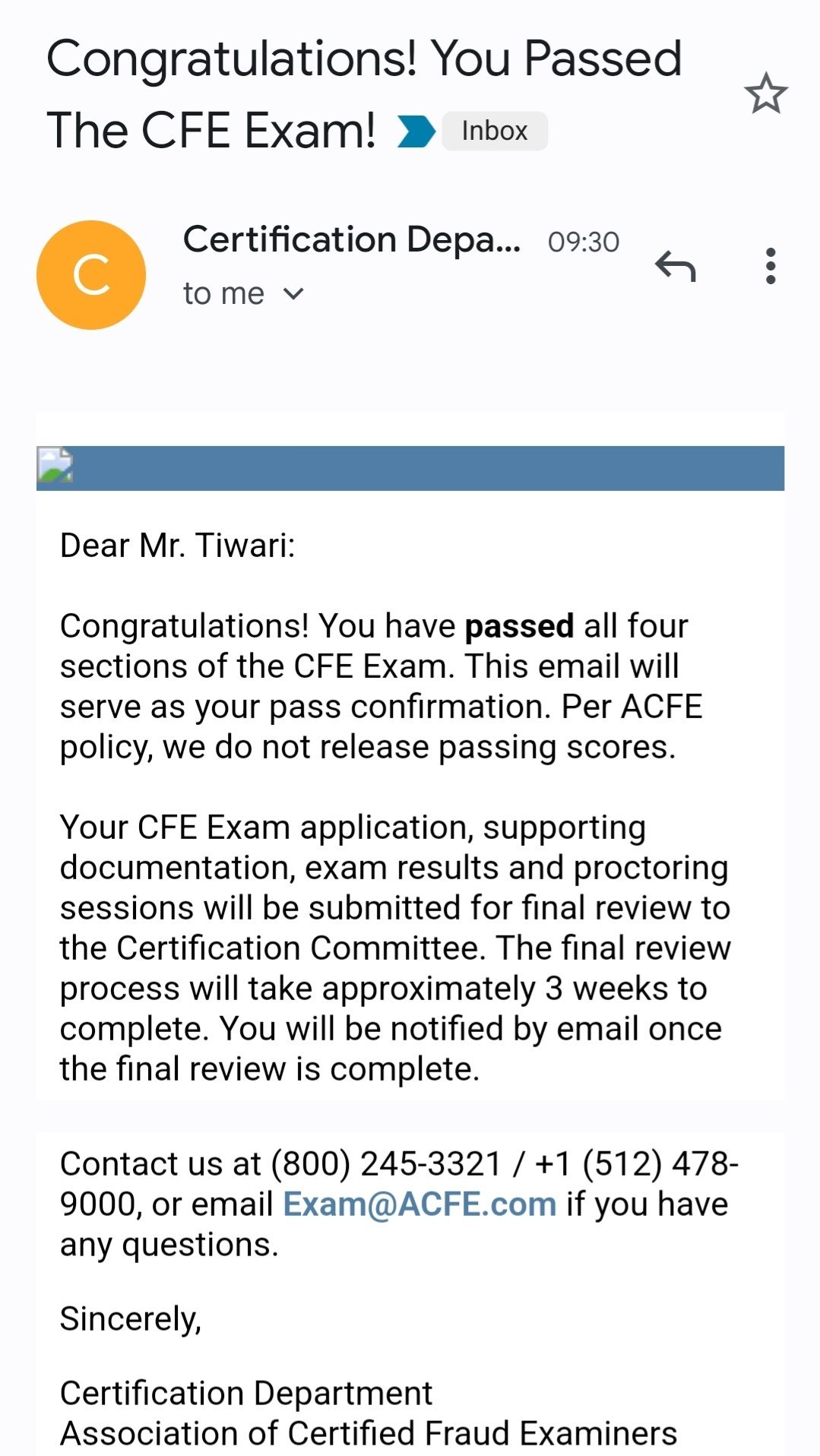 Sandeep Tiwari, CFE on LinkedIn: Elated to share that I have cleared ... Sandeep Tiwari, CFE on LinkedIn: Elated to share that I have cleared ...