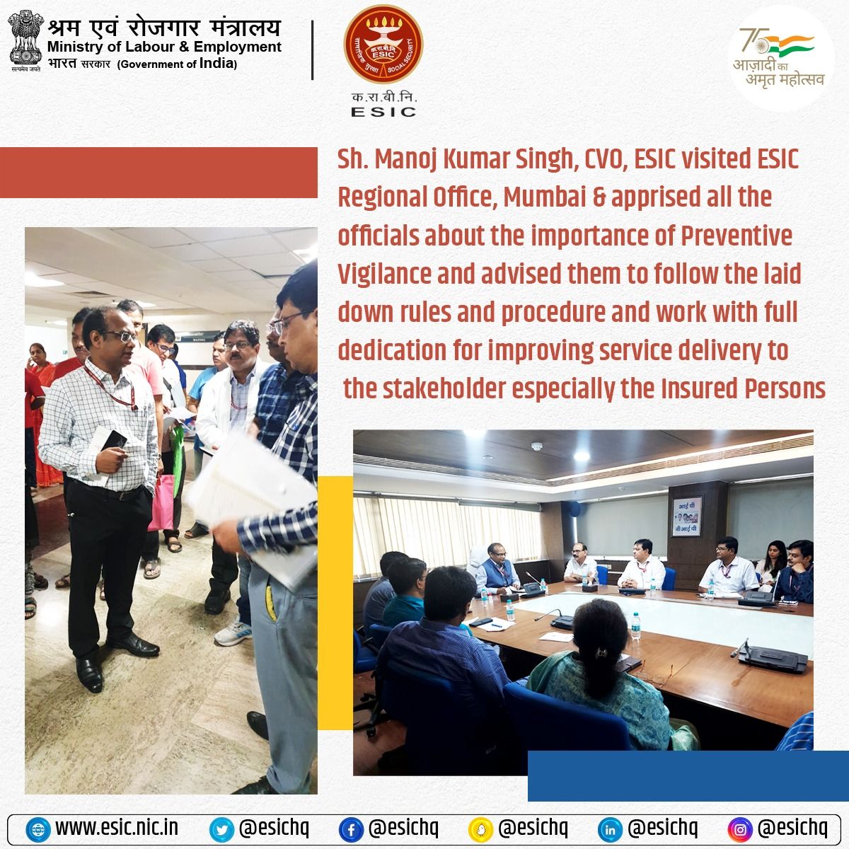 ESIC Hq on LinkedIn: Sh. Manoj Kumar Singh, Chief Vigilance Officer ... ESIC Hq on LinkedIn: Sh. Manoj Kumar Singh, Chief Vigilance Officer ...