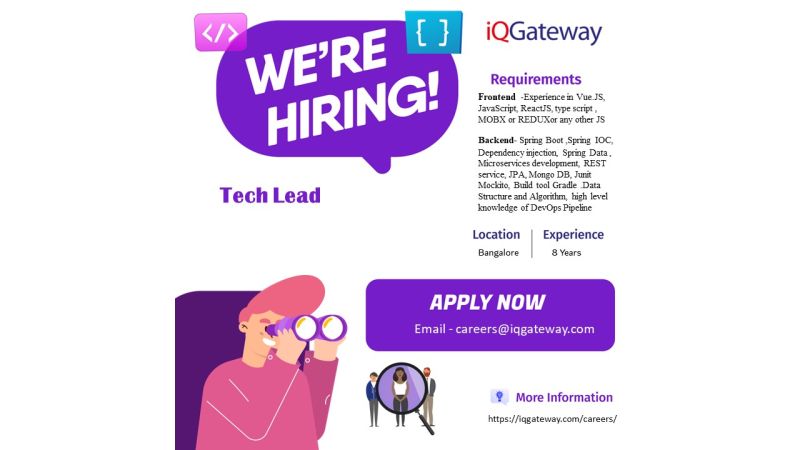 Recruiters iQGateway on LinkedIn: #techlead #frontend #backend #reactjs ... Recruiters iQGateway on LinkedIn: #techlead #frontend #backend #reactjs ...