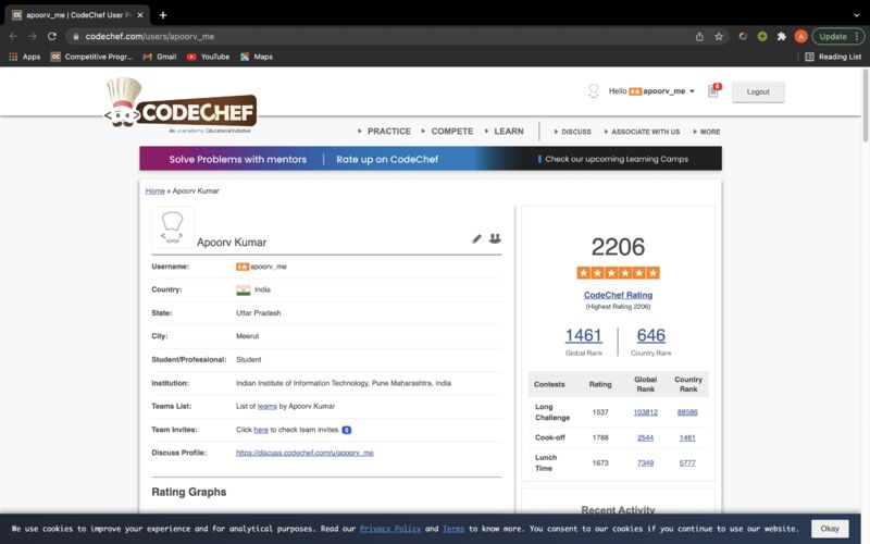 Apoorv Kumar on LinkedIn: #competitiveprogramming #codechef | 111 comments Apoorv Kumar on LinkedIn: #competitiveprogramming #codechef | 111 comments