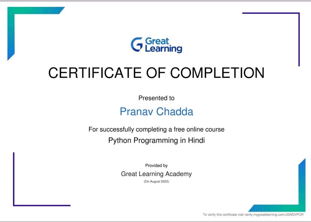 Pranav Chadda on LinkedIn: COMPLETED PYTHON PROGRAMMING Pranav Chadda on LinkedIn: COMPLETED PYTHON PROGRAMMING