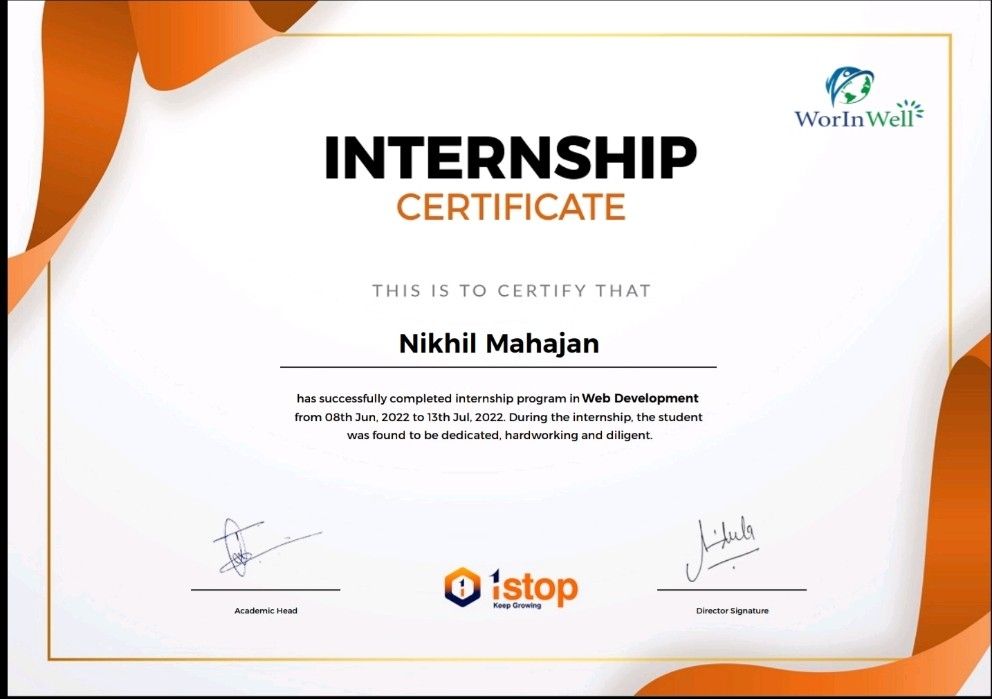 Nikhil Mahajan on LinkedIn: #internship #javascript #html #css #mysql # ... Nikhil Mahajan on LinkedIn: #internship #javascript #html #css #mysql # ...