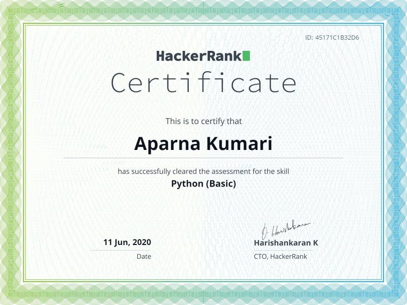 Aparna Kumari on LinkedIn: #pythonprogramming #hackerrank Aparna Kumari on LinkedIn: #pythonprogramming #hackerrank