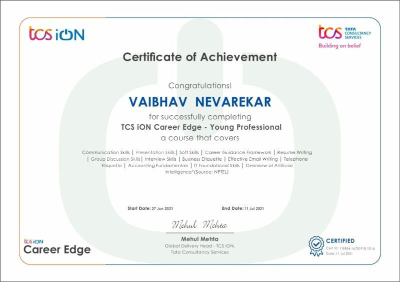 VAIBHAV NEVAREKAR on LinkedIn: #tcsion #career #opportunity #skills # ... VAIBHAV NEVAREKAR on LinkedIn: #tcsion #career #opportunity #skills # ...