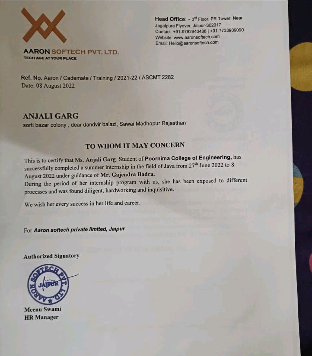 Anjali garg on LinkedIn: #internship #java #connections #opportunity #share Anjali garg on LinkedIn: #internship #java #connections #opportunity #share