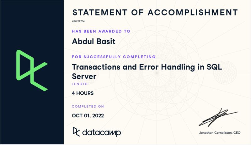 Abdul Basit Mianoor on LinkedIn: #sqlserver #sqldeveloper #sql Abdul Basit Mianoor on LinkedIn: #sqlserver #sqldeveloper #sql