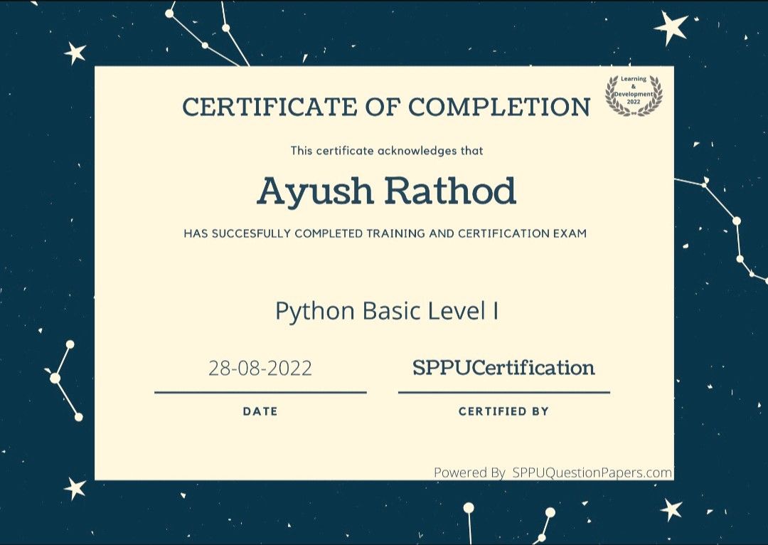 Ayush Rathod on LinkedIn: #python #ai #basic #advanced #certificate # ... Ayush Rathod on LinkedIn: #python #ai #basic #advanced #certificate # ...