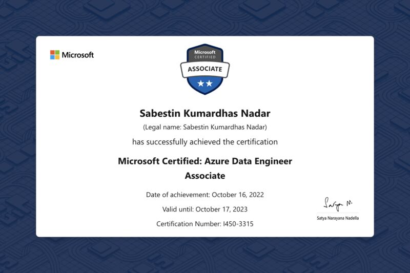 #azure #data #microsoftcertified #insight #dataengineer | Sabestin Nadar #azure #data #microsoftcertified #insight #dataengineer | Sabestin Nadar