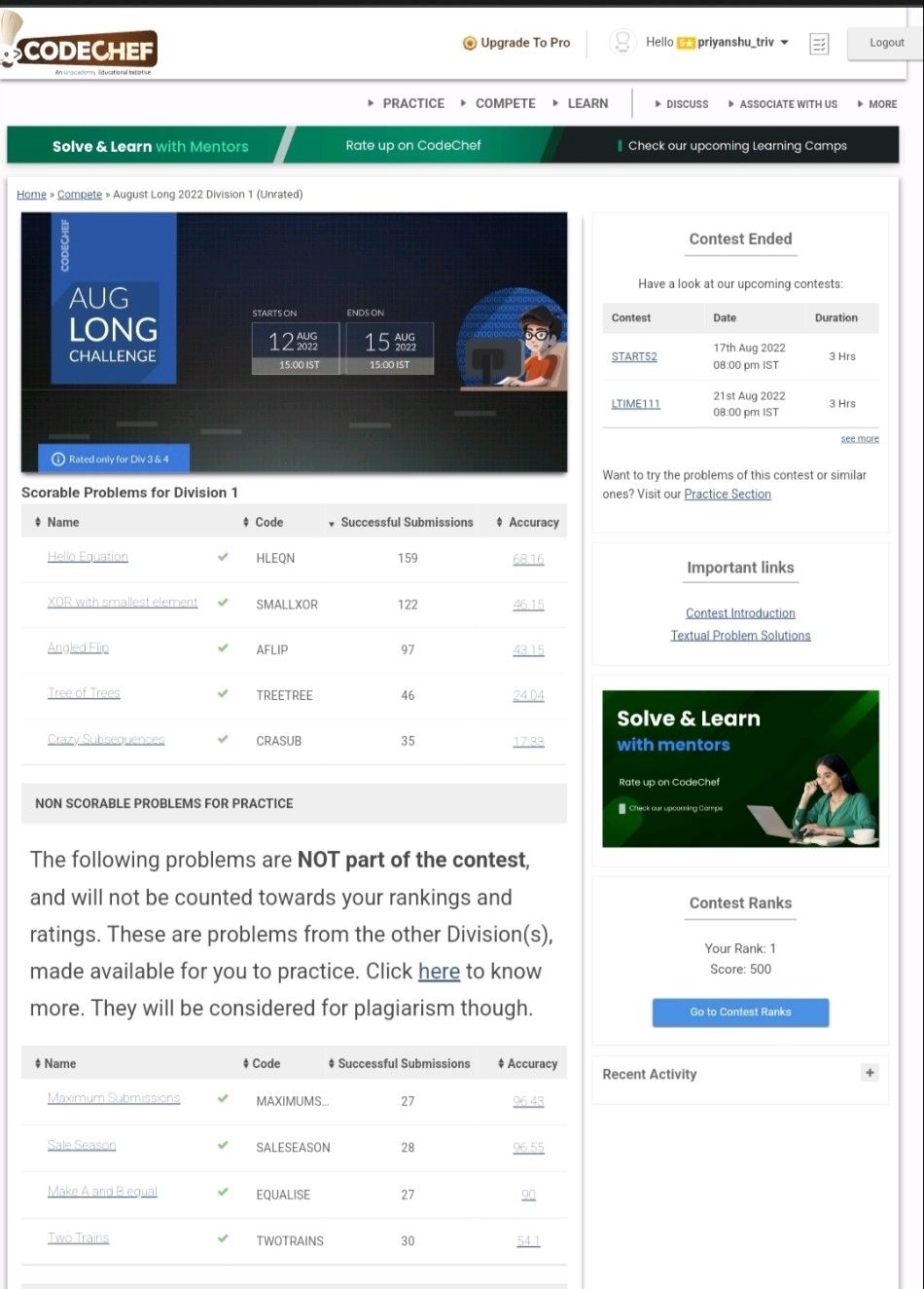 Priyanshu Trivedi on LinkedIn: #codechef #longchallenge #problemsolving ... Priyanshu Trivedi on LinkedIn: #codechef #longchallenge #problemsolving ...
