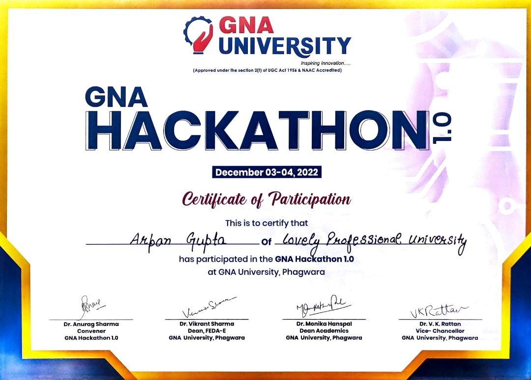 Arpan Gupta on LinkedIn: #opportunity #learning #university #hackathon ... Arpan Gupta on LinkedIn: #opportunity #learning #university #hackathon ...