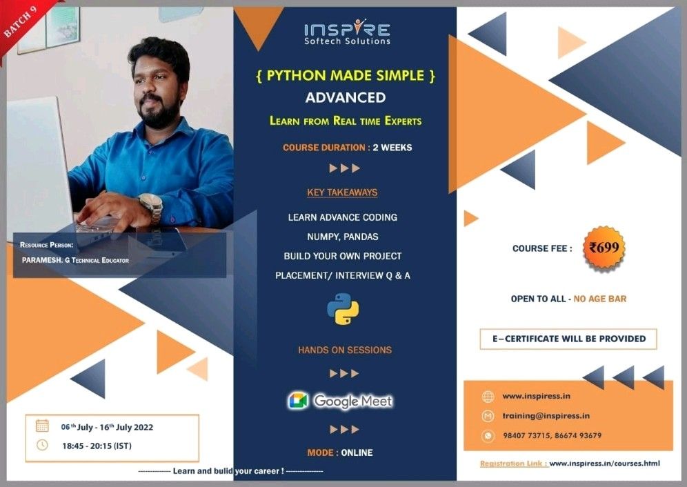 INSPIRE Conducting online technical training course #Python_Made_Simple ... INSPIRE Conducting online technical training course #Python_Made_Simple ...