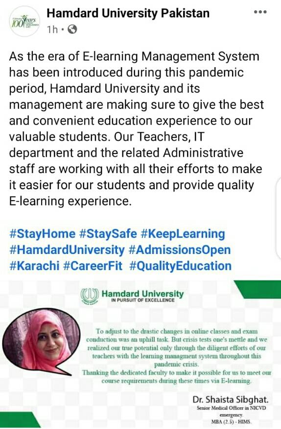Dr. Shaista Sibghat posted on LinkedIn Dr. Shaista Sibghat posted on LinkedIn