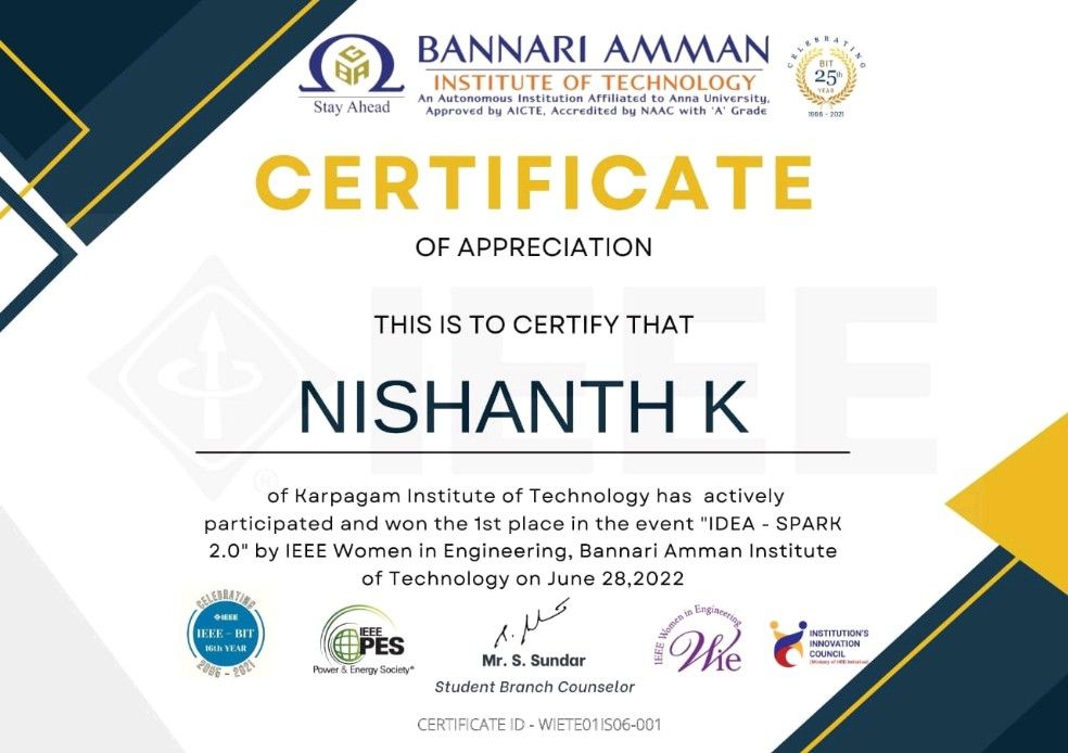 Nishanth K on LinkedIn: I am very Glad to Share that ,I am the Winner ... Nishanth K on LinkedIn: I am very Glad to Share that ,I am the Winner ...