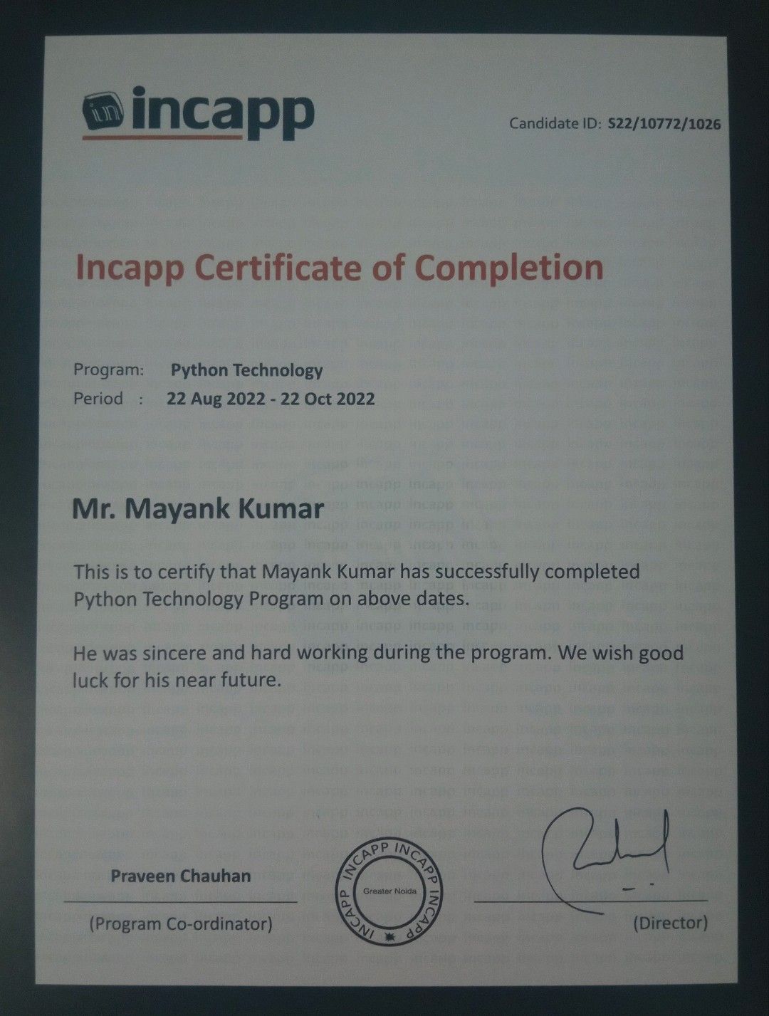 Mayank Kumar on LinkedIn: #pythonprogramming #completioncertificate #python Mayank Kumar on LinkedIn: #pythonprogramming #completioncertificate #python