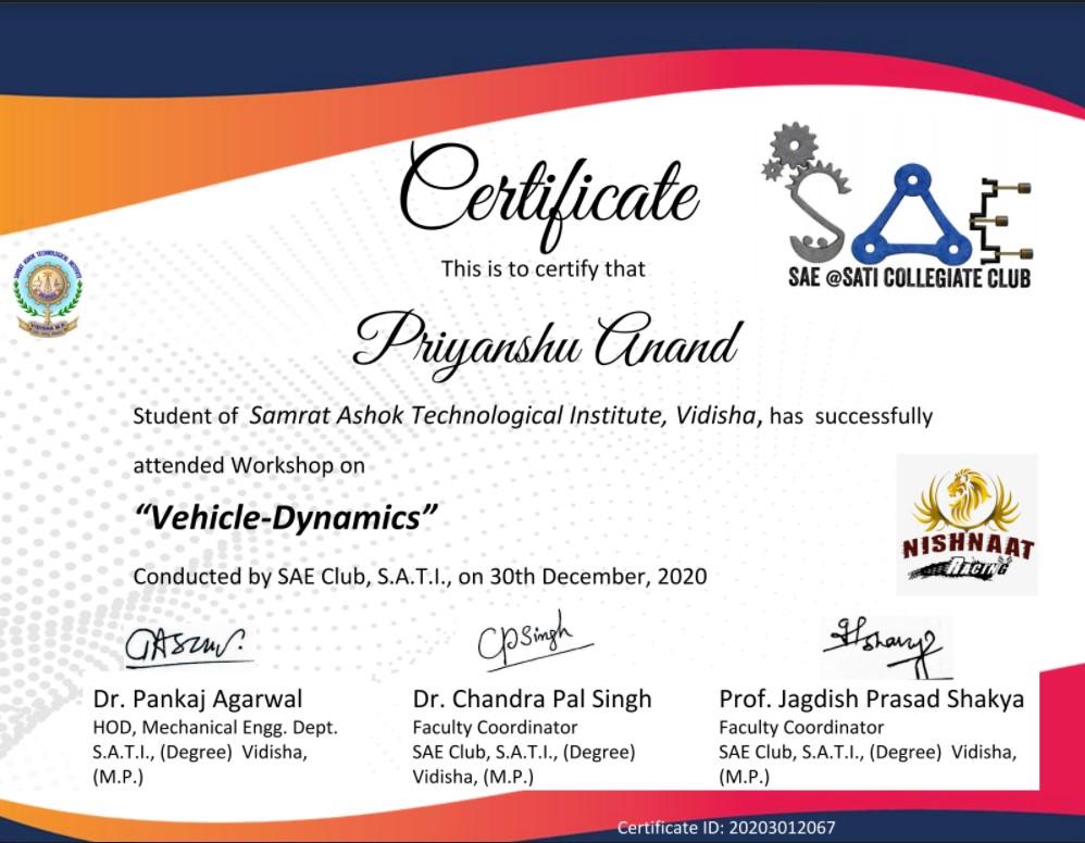 #certificate #saeindia #satividisha #vehicledynamics # ... #certificate #saeindia #satividisha #vehicledynamics # ...