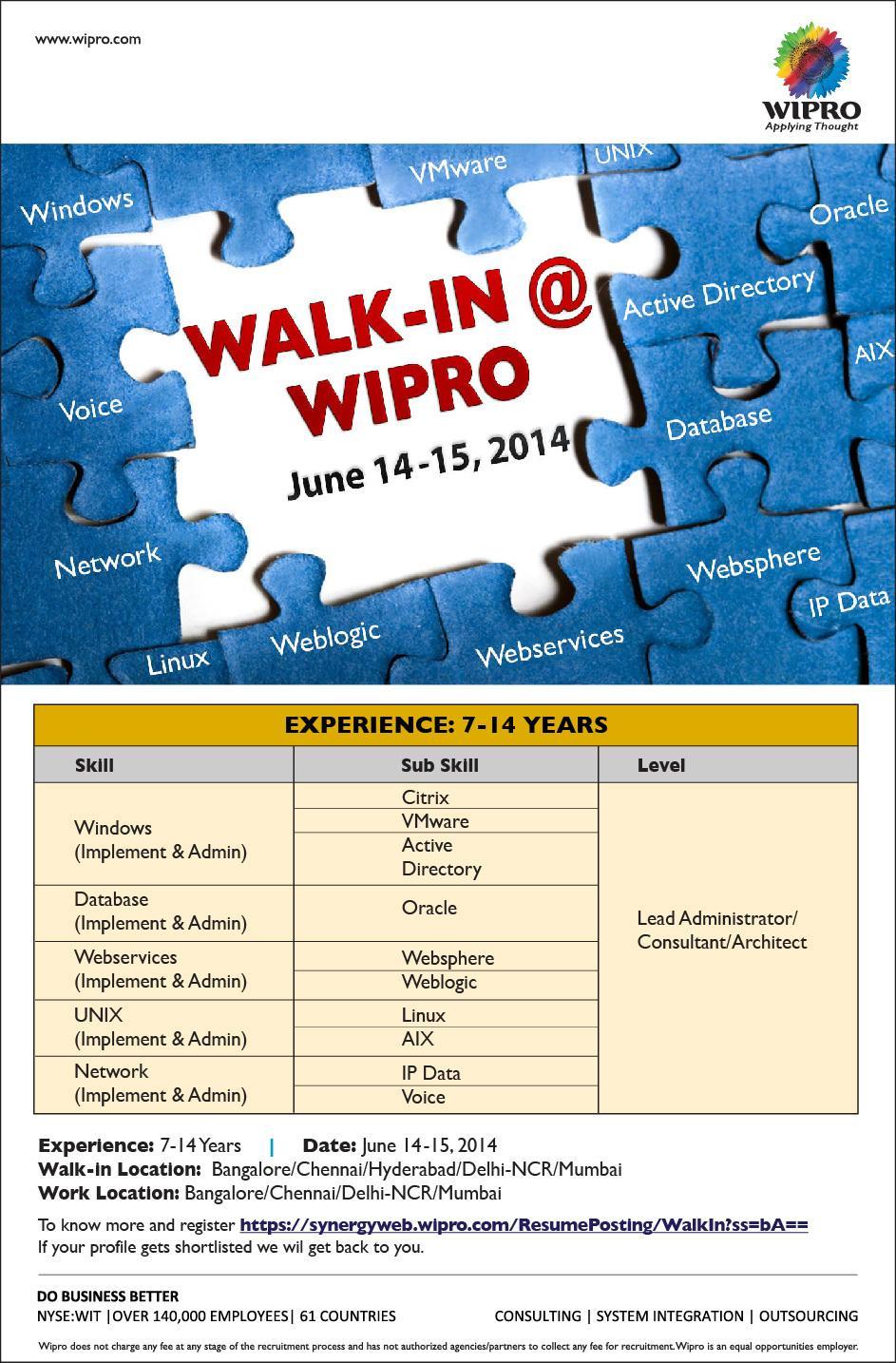 Wipro on LinkedIn: Mega Walk-in @ Wipro for Windows, Database ... Wipro on LinkedIn: Mega Walk-in @ Wipro for Windows, Database ...
