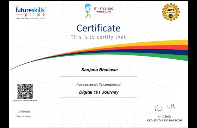 Sanjana Bhaiswar on LinkedIn: #aicte #nasscom Sanjana Bhaiswar on LinkedIn: #aicte #nasscom