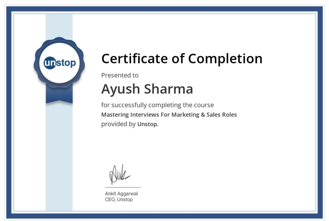 Ayush Kumar Sharma on LinkedIn: #unstop #unstoppable Ayush Kumar Sharma on LinkedIn: #unstop #unstoppable
