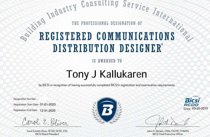 Tony John on LinkedIn: #bicsi #rcdd Tony John on LinkedIn: #bicsi #rcdd