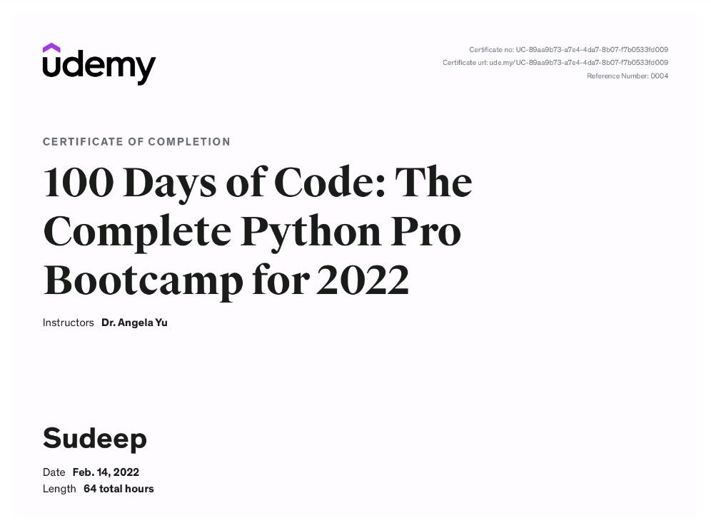 Sudeep Shetty on LinkedIn: #complete #python #thankyou Sudeep Shetty on LinkedIn: #complete #python #thankyou