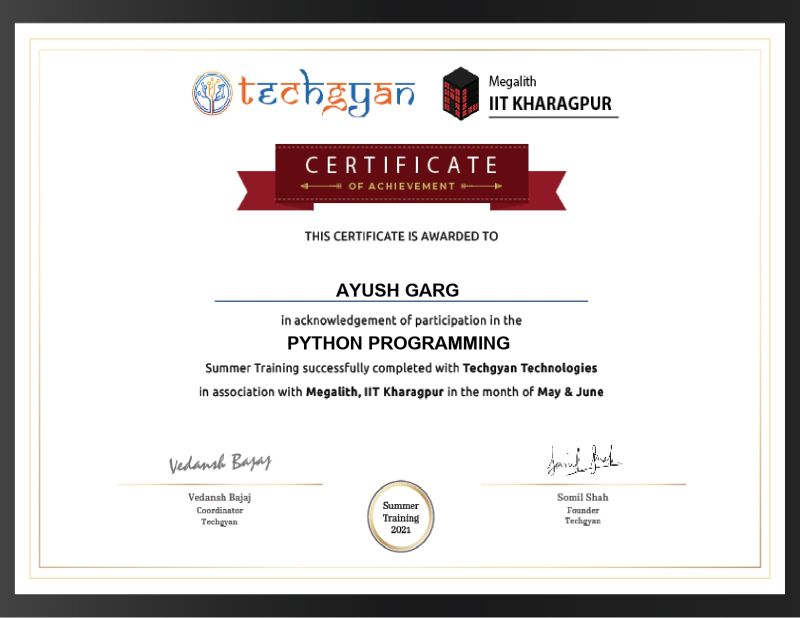 Ayush Garg on LinkedIn: #python #iitkharagpur #pythonprogramming Ayush Garg on LinkedIn: #python #iitkharagpur #pythonprogramming