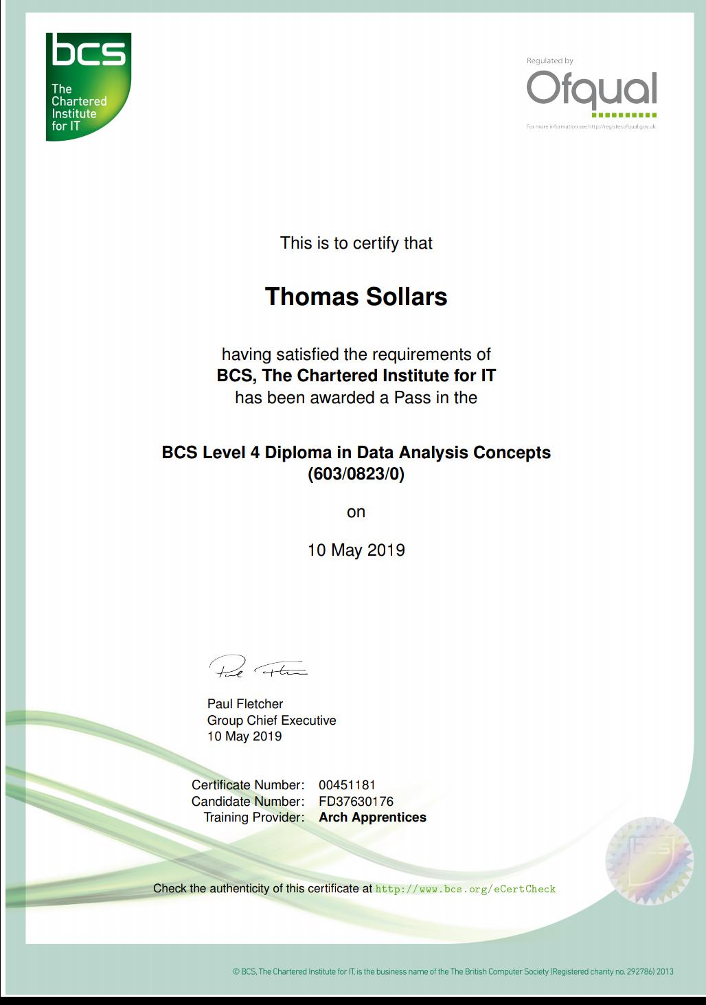 Tom Sollars on LinkedIn: Delighted to have passed BCS Level 4 Diploma ... Tom Sollars on LinkedIn: Delighted to have passed BCS Level 4 Diploma ...