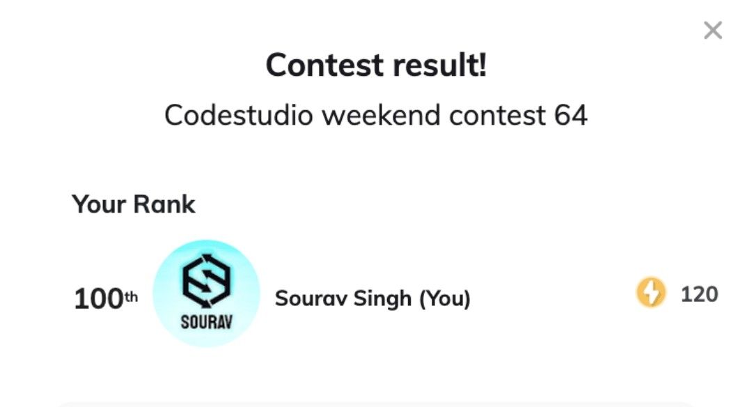 Sourav Singh on LinkedIn: #codingninjas #contest #coding #cp Sourav Singh on LinkedIn: #codingninjas #contest #coding #cp