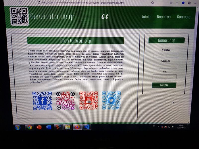 página hecha con html css y js puro, genera qrs desde una API externa ... página hecha con html css y js puro, genera qrs desde una API externa ...