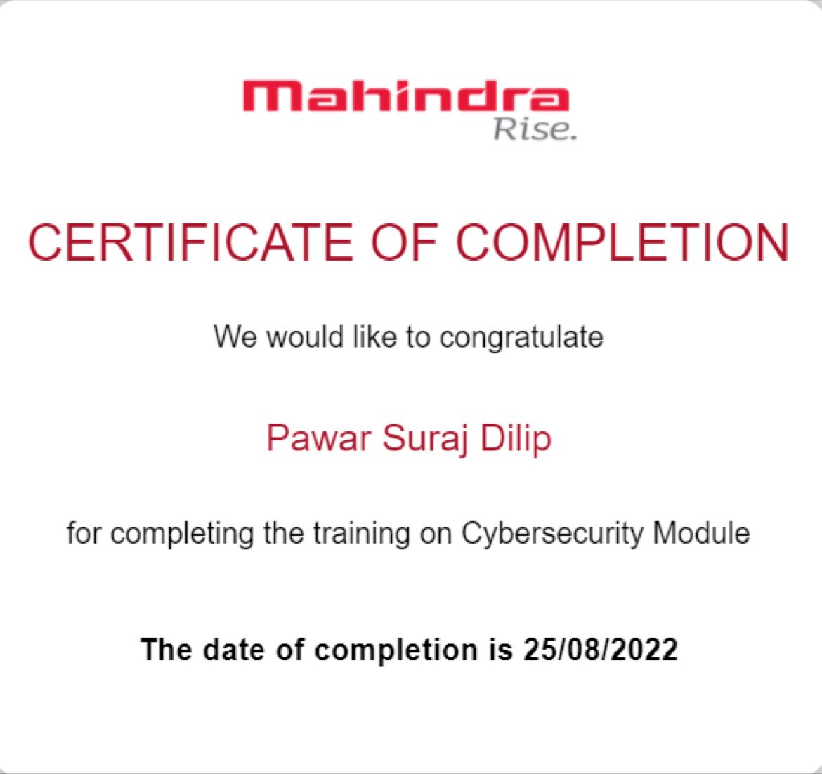Suraj Pawar on LinkedIn: #cybersecurityawareness #mahindrarise Suraj Pawar on LinkedIn: #cybersecurityawareness #mahindrarise