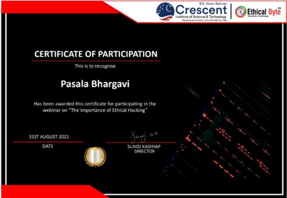 Bhargavi Pasala on LinkedIn: #ethicalhacking Bhargavi Pasala on LinkedIn: #ethicalhacking