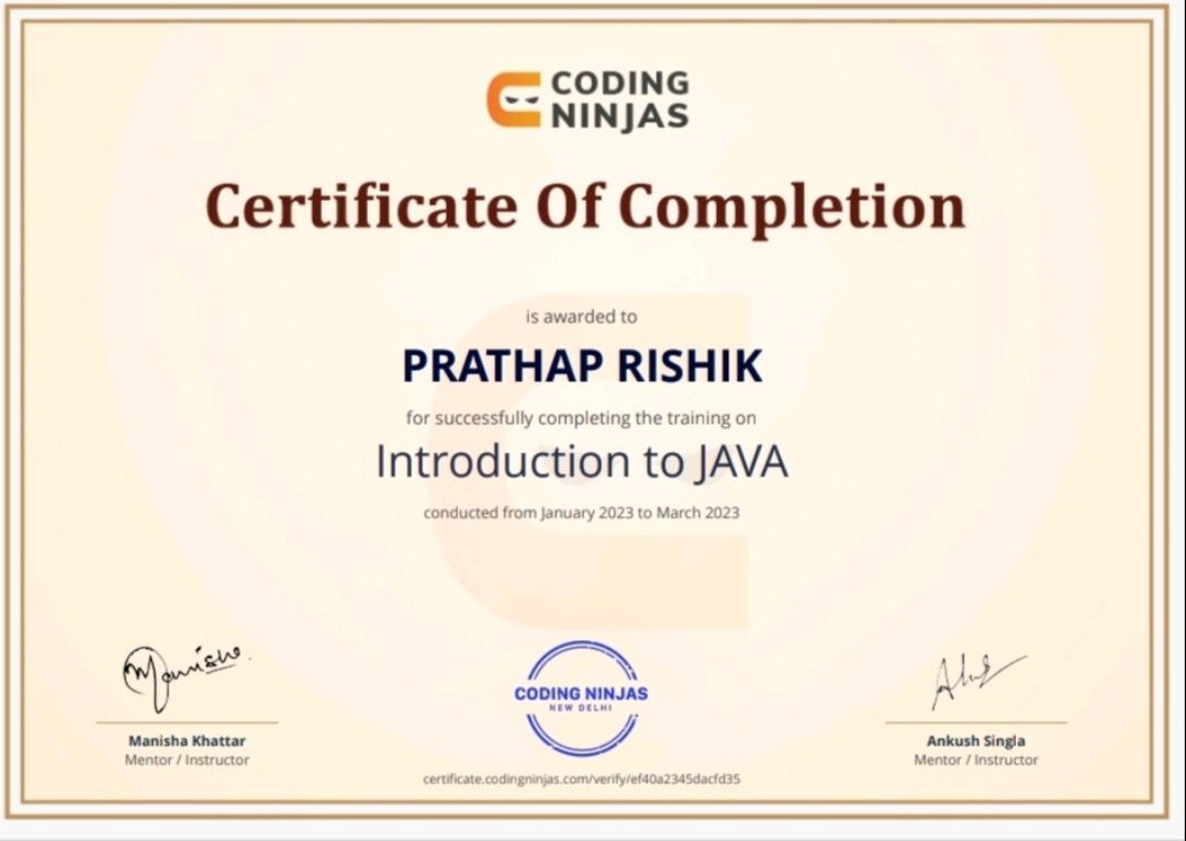 Rishik Prathap on LinkedIn: #java #codingninjas #fullstackdevelopment # ... Rishik Prathap on LinkedIn: #java #codingninjas #fullstackdevelopment # ...