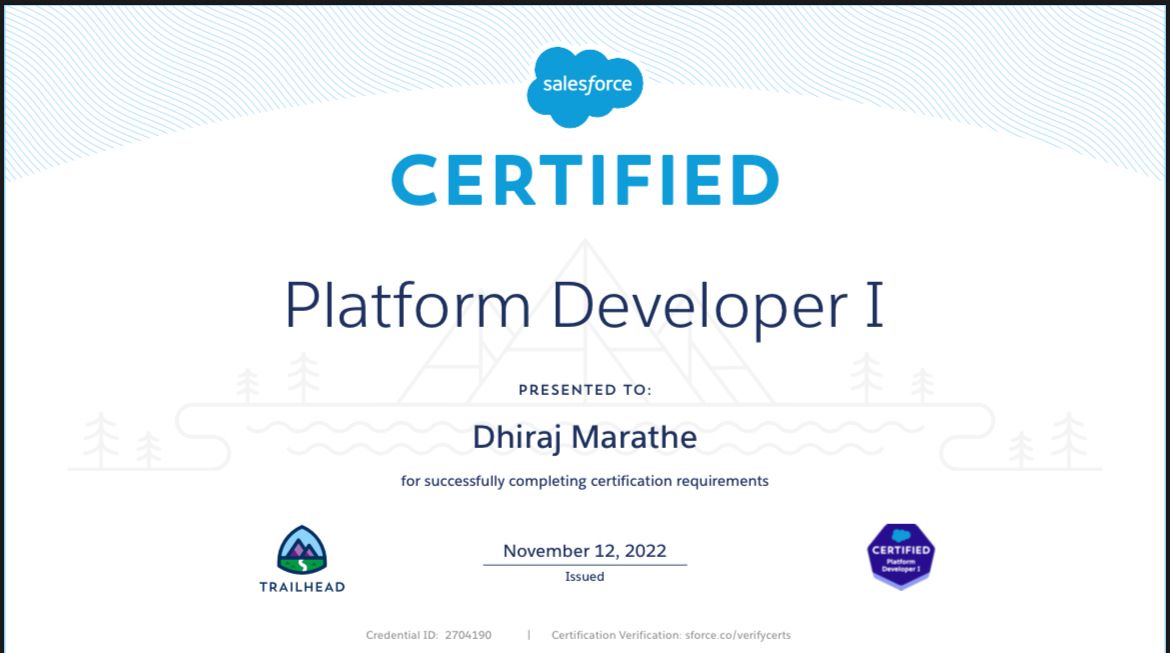 Dhiraj Marathe on LinkedIn: #salesforce #pd1 #salesforcecertified # ... Dhiraj Marathe on LinkedIn: #salesforce #pd1 #salesforcecertified # ...