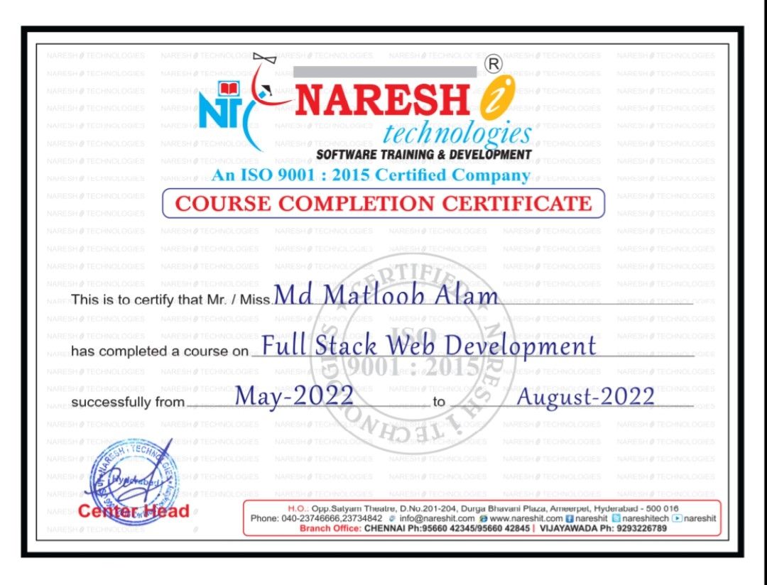 Md Matloob Alam on LinkedIn: #webdevelopment #course #naresh #hyderabad ... Md Matloob Alam on LinkedIn: #webdevelopment #course #naresh #hyderabad ...