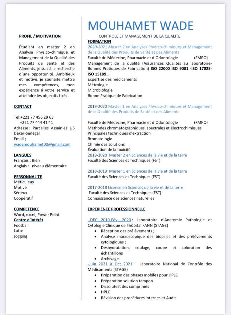 Mouhamet Wade sur LinkedIn : Actuellement, je suis au chômage et je ... Mouhamet Wade sur LinkedIn : Actuellement, je suis au chômage et je ...