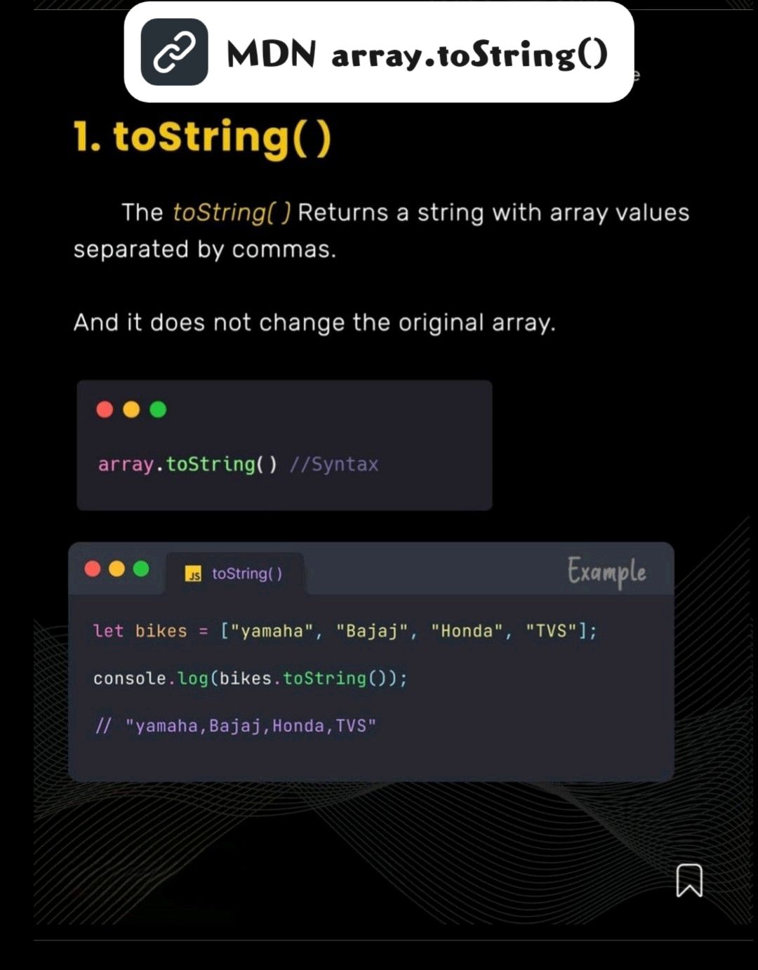 Nouman Shafi on LinkedIn: #tostring #string #array #javascript #array # ... Nouman Shafi on LinkedIn: #tostring #string #array #javascript #array # ...