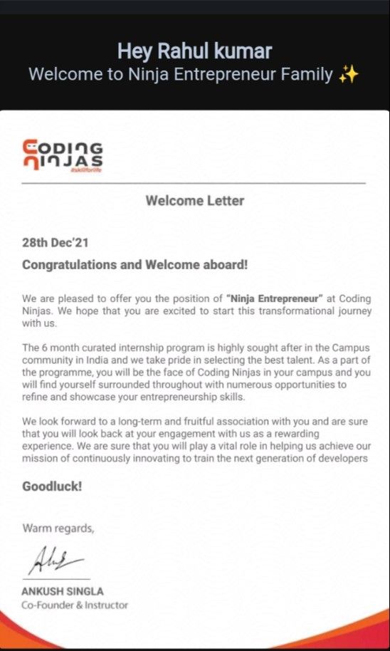 Rahul Yadav on LinkedIn: #coding #ninjas #entrepreneur #internship # ... Rahul Yadav on LinkedIn: #coding #ninjas #entrepreneur #internship # ...