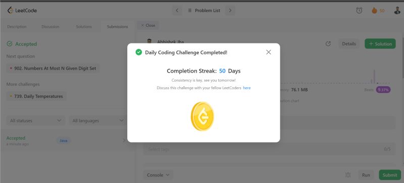 Abhishek Jha on LinkedIn: #leetcode #consistency #coding #discipline Abhishek Jha on LinkedIn: #leetcode #consistency #coding #discipline