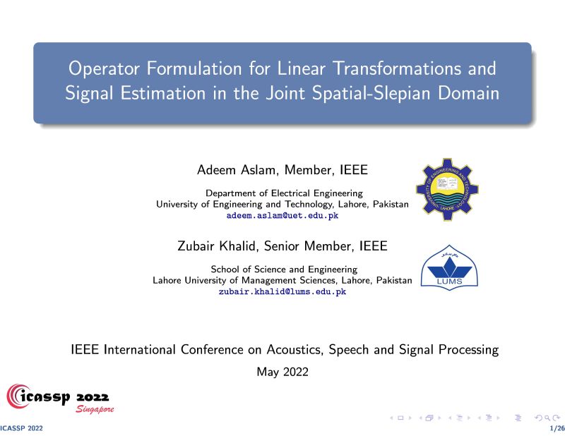 Zubair Khalid on LinkedIn: We presented our work today in Singapore at ... Zubair Khalid on LinkedIn: We presented our work today in Singapore at ...