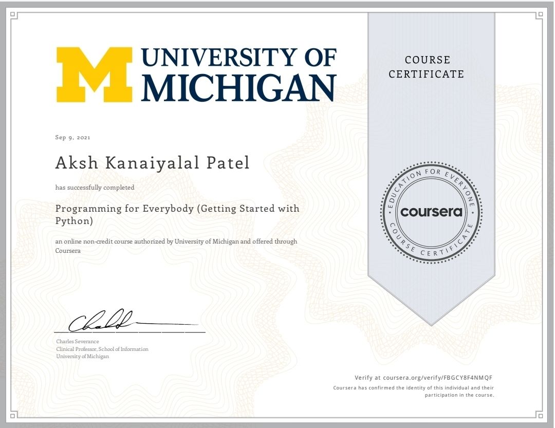 I have successfully completed python programming course and i got this ... I have successfully completed python programming course and i got this ...