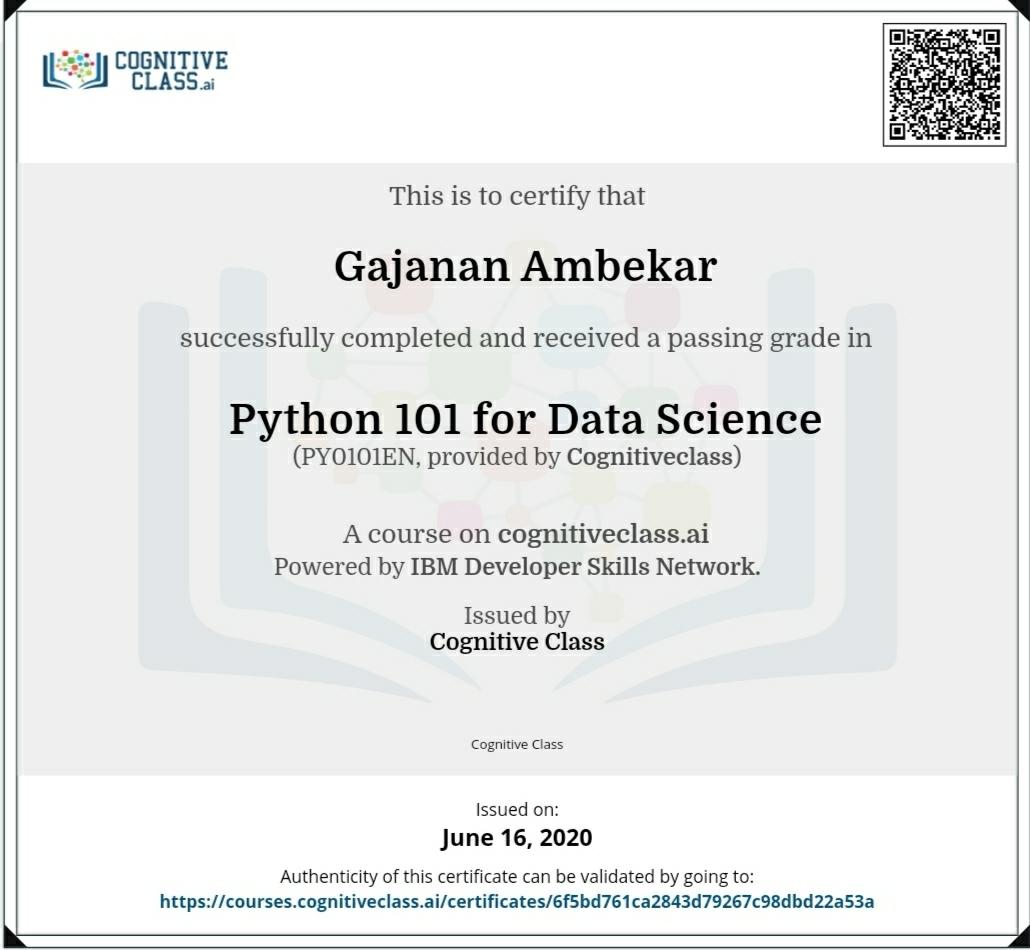 Gajanan Ambekar on LinkedIn: #python #cognitiveclass Gajanan Ambekar on LinkedIn: #python #cognitiveclass