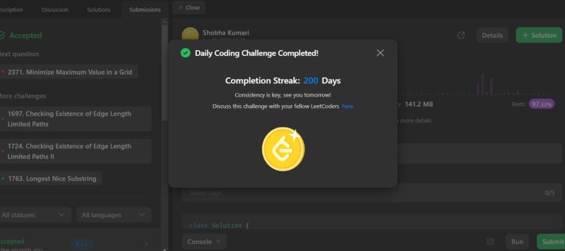 Shobha Kumari on LinkedIn: #leetcode #coding #200daysofcode # ... Shobha Kumari on LinkedIn: #leetcode #coding #200daysofcode # ...