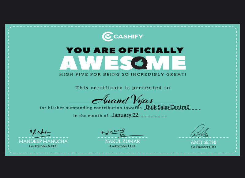 Anand Vyas on LinkedIn: #cashify #employeeofthemonth Anand Vyas on LinkedIn: #cashify #employeeofthemonth