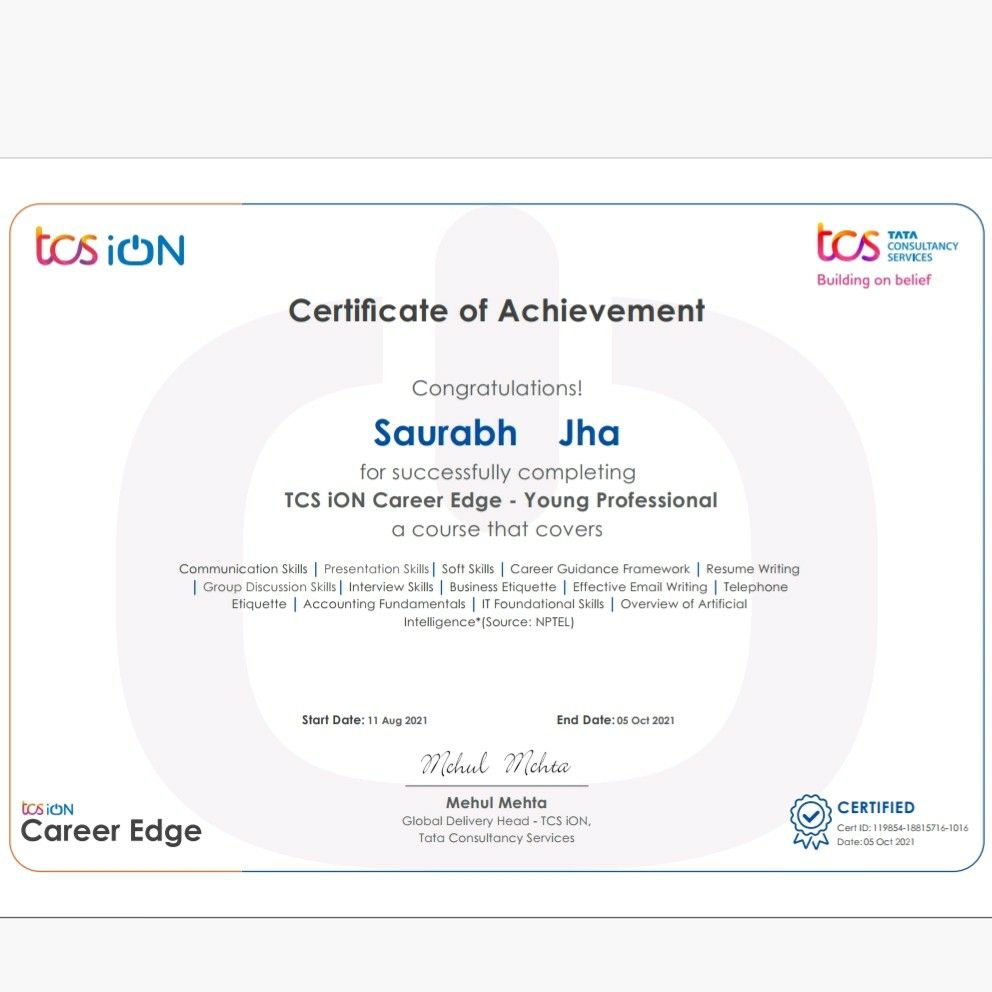 Saurabh Kumar Jha on LinkedIn: #tcsion #connections #thankyou Saurabh Kumar Jha on LinkedIn: #tcsion #connections #thankyou
