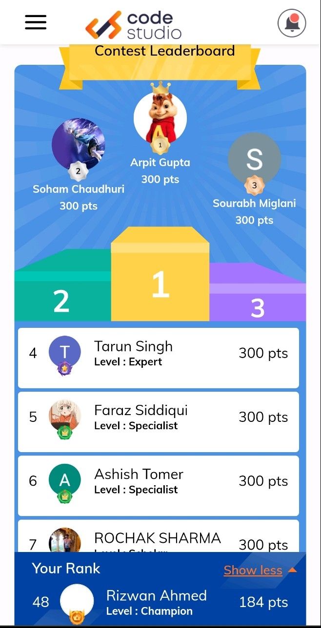 Rizwan Ahmed on LinkedIn: #codingcontest #codingninjas #dsa Rizwan Ahmed on LinkedIn: #codingcontest #codingninjas #dsa