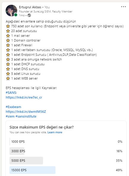 Ertugrul A. LinkedIn‘de: #eps #siem #eps #siem #log #performans Ertugrul A. LinkedIn‘de: #eps #siem #eps #siem #log #performans