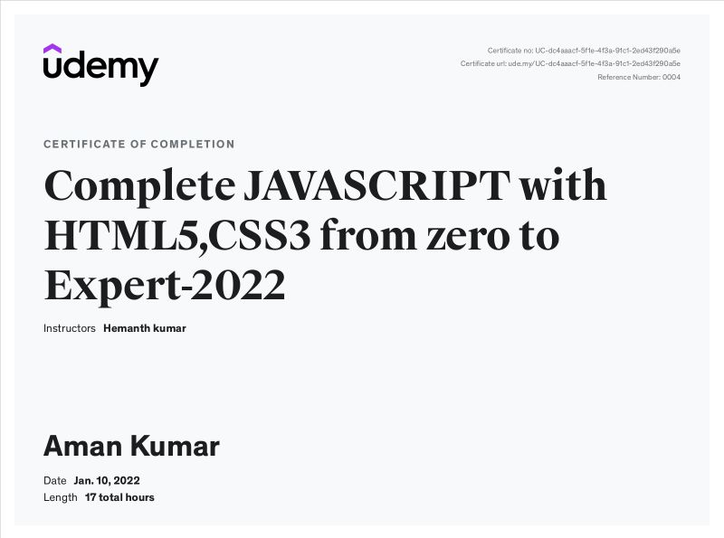 Aman kumar on LinkedIn: #udemycourses #js #html5 #css3 Aman kumar on LinkedIn: #udemycourses #js #html5 #css3